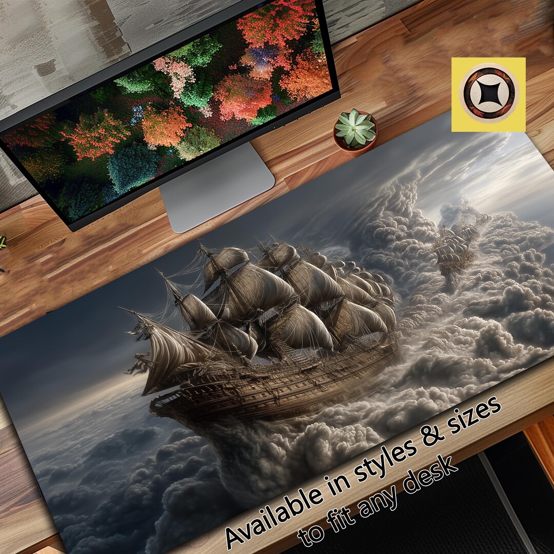 Fantasy Pirate Ship Desk Mat: Epic Ocean Galleon Mouse Pad - Etsy