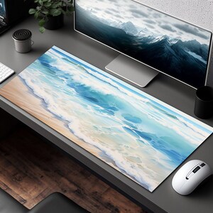Beach Office Decor Ocean Desk Mat Beach Mousepad Turquoise - Etsy