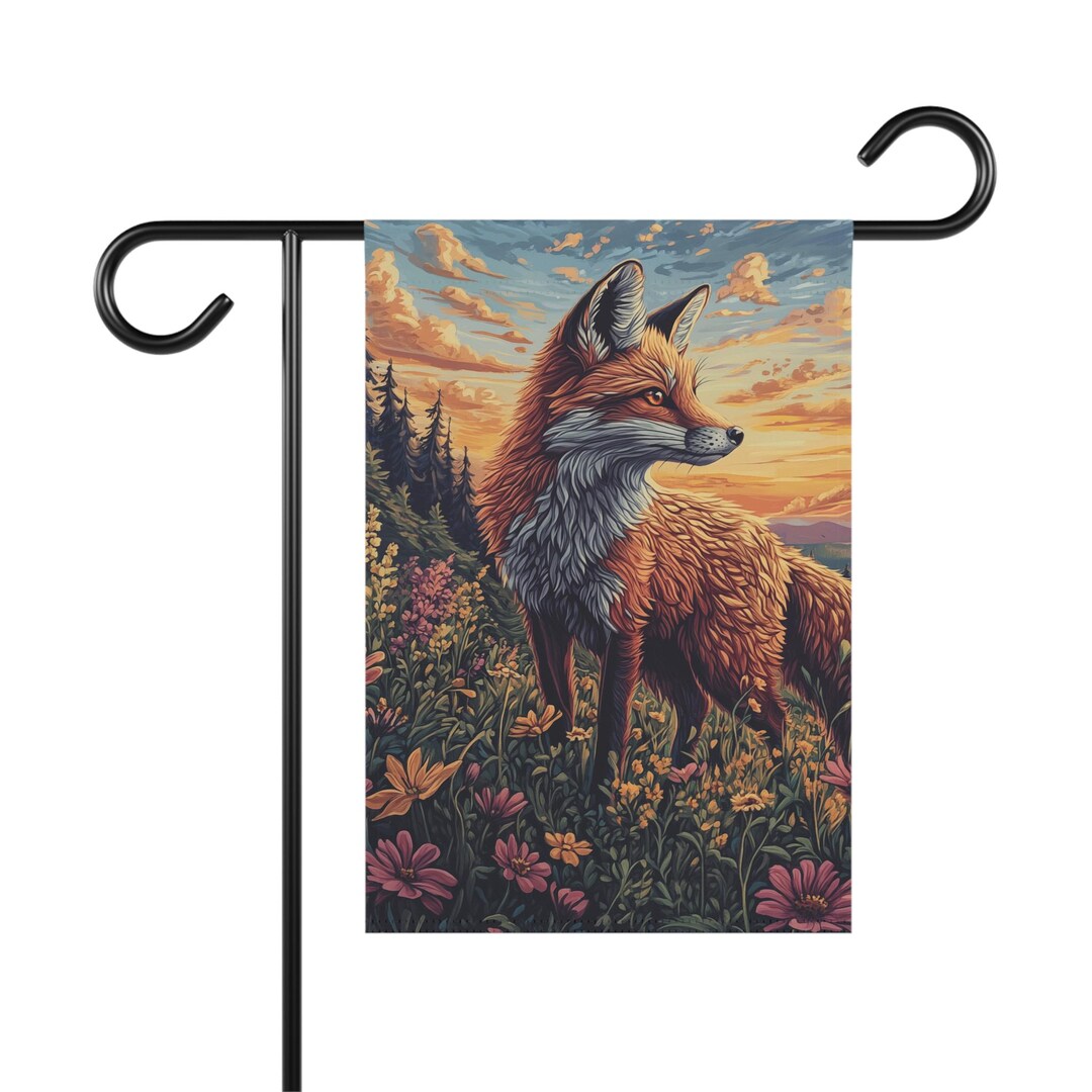 Lovely Forest Fox Spring Sunset Home Flag - Garden Banner - Patio Flag ...
