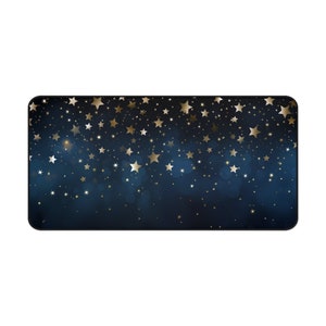 Blue Night Starry Sky Desk Mat, Kawaii Mouse Pad, Cute Mousepad ...
