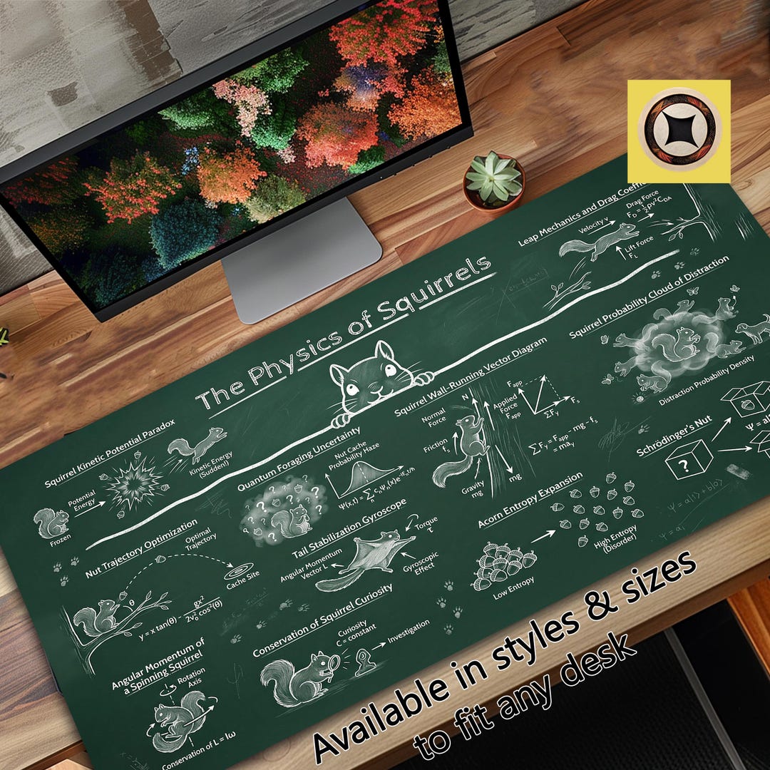The Physics of Squirrels Desk Mat Mousepad XL - Science Teacher or ...