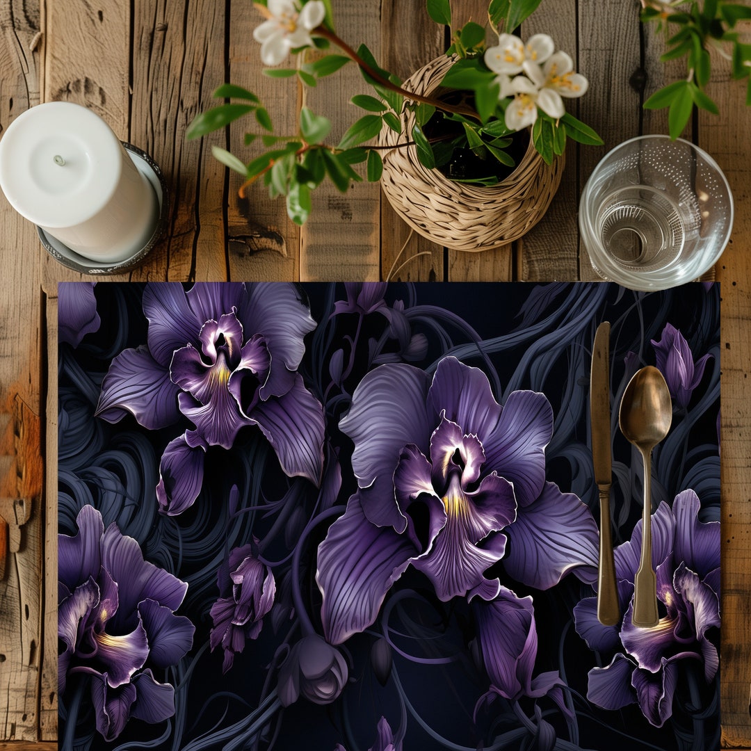 Gothic Orchids - Dark Cottagecore Placemat - Gothic Floral Placemat ...