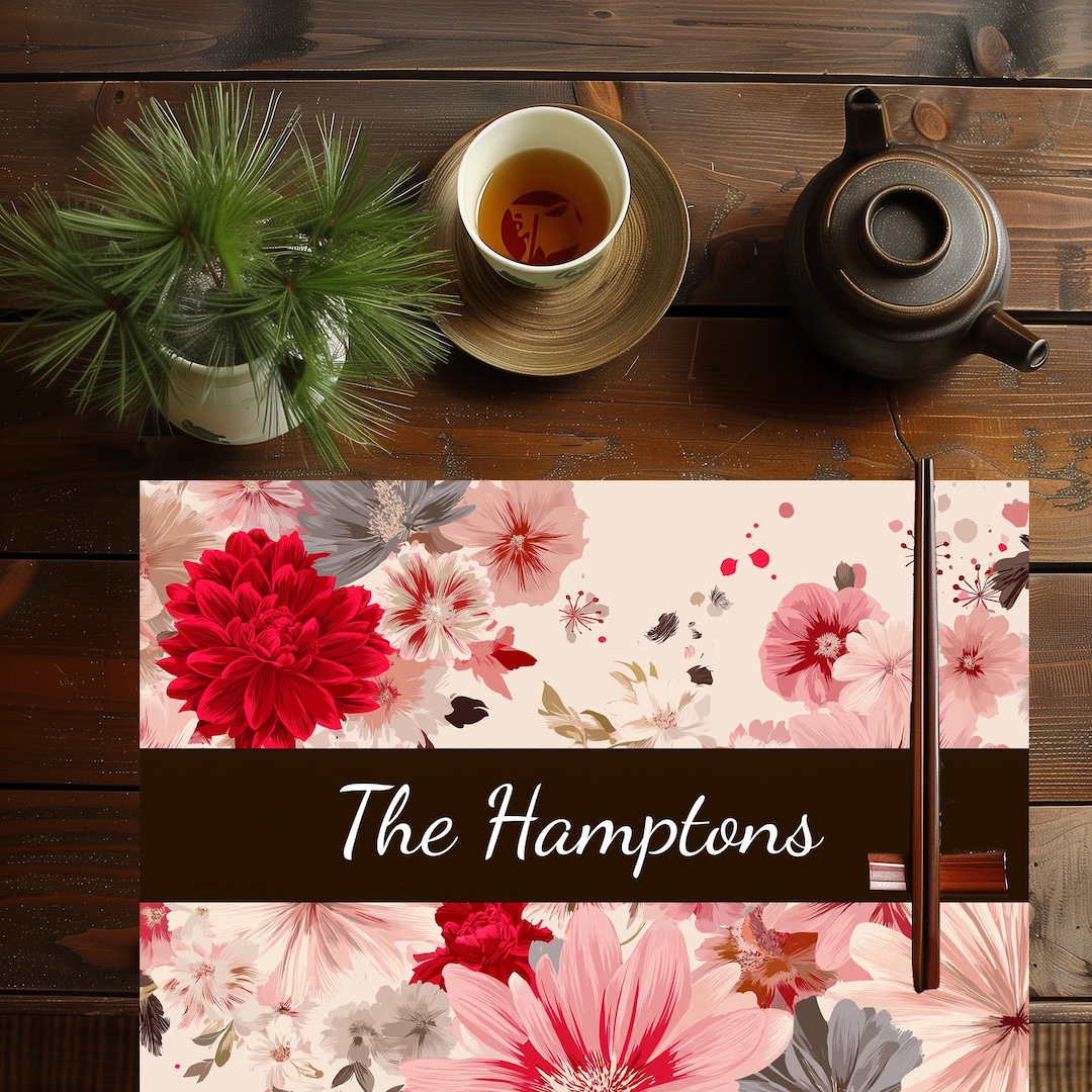 Personalized Japanese Floral Placemat: Custom Family Dining Table Decor ...