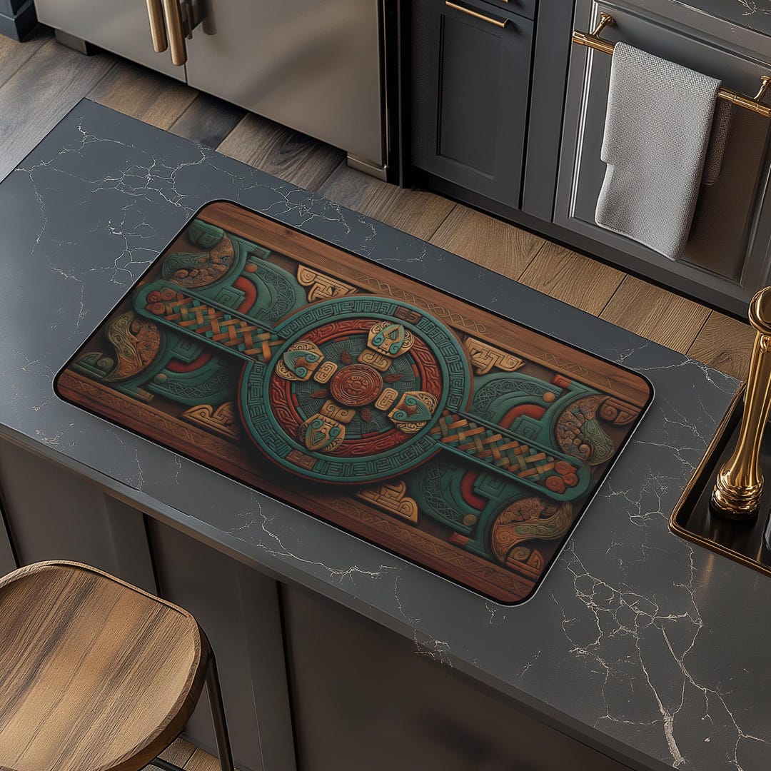 Celtic Nordic Intricate Patterned Coffee Bar Mat - Countertop Mat ...