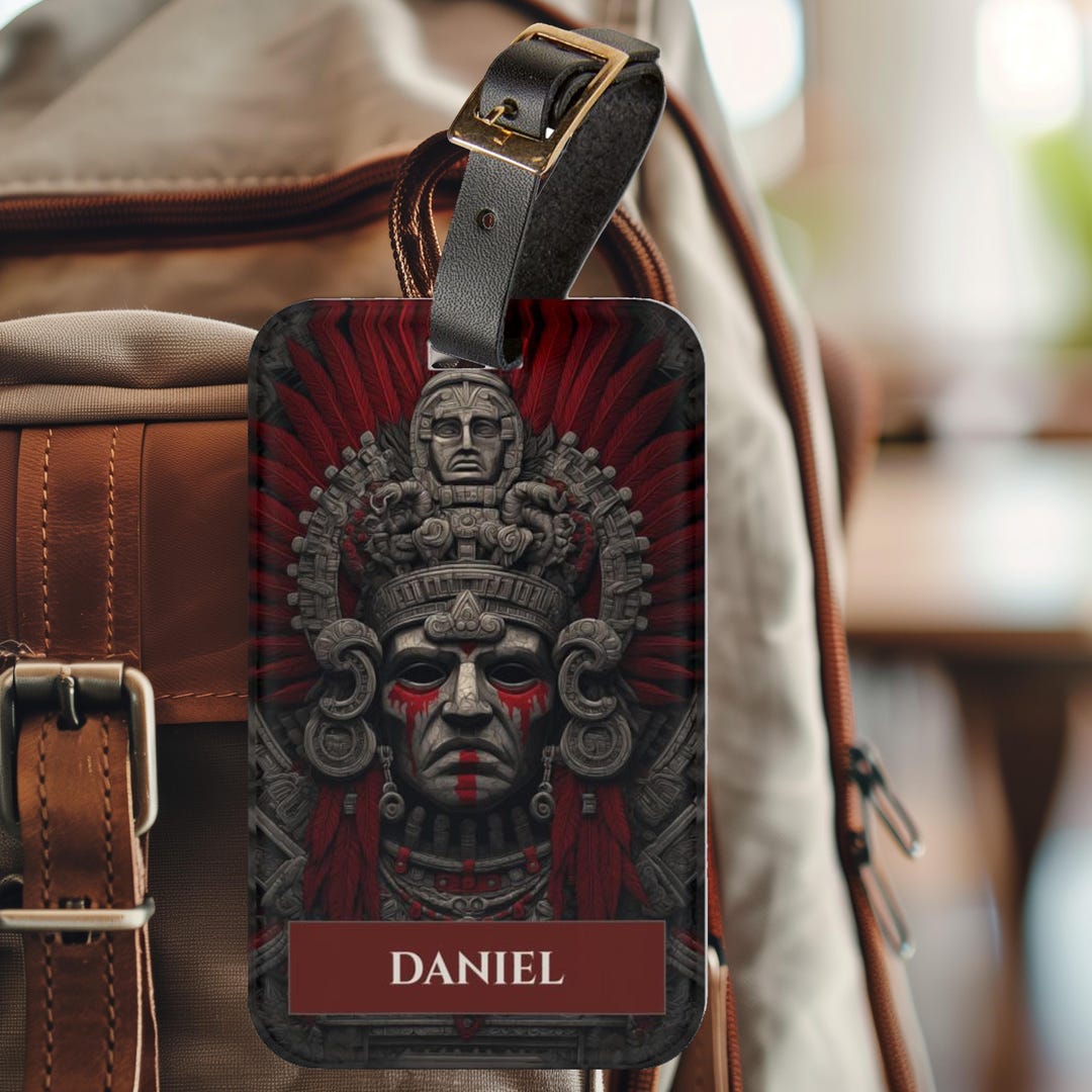 Personalized Mayan Art Inspired Bag Tag - Travel Luggage Tag - Backpack ...