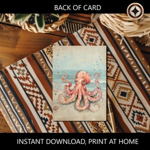 Cute Octopus Happy Birthday Card, Octopus Birthday Card, Beachy ...