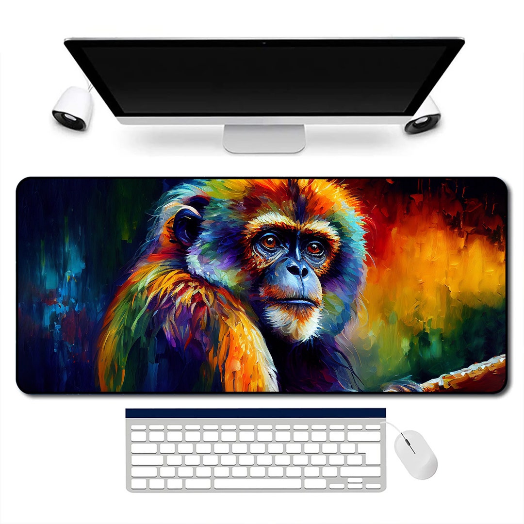Monkey Large Mouse Pad, Extended Desk Mat, Gaming Desk Pad, Animal ...