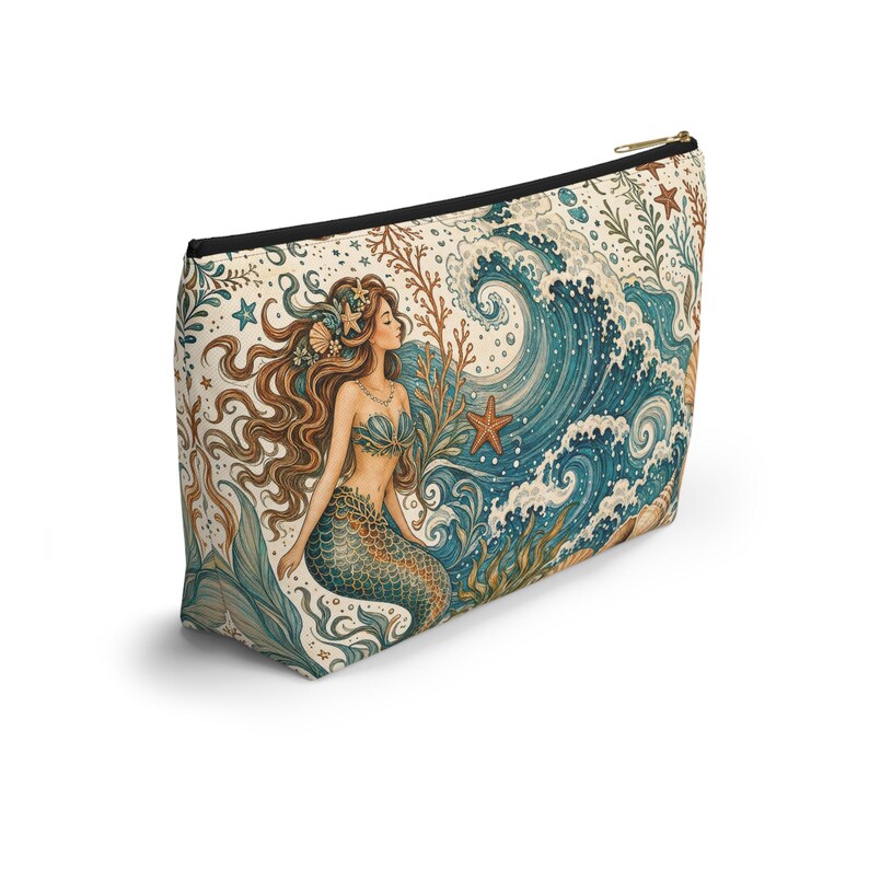 Mermaid Wave Illustration Accessory Pouch - Etsy UK