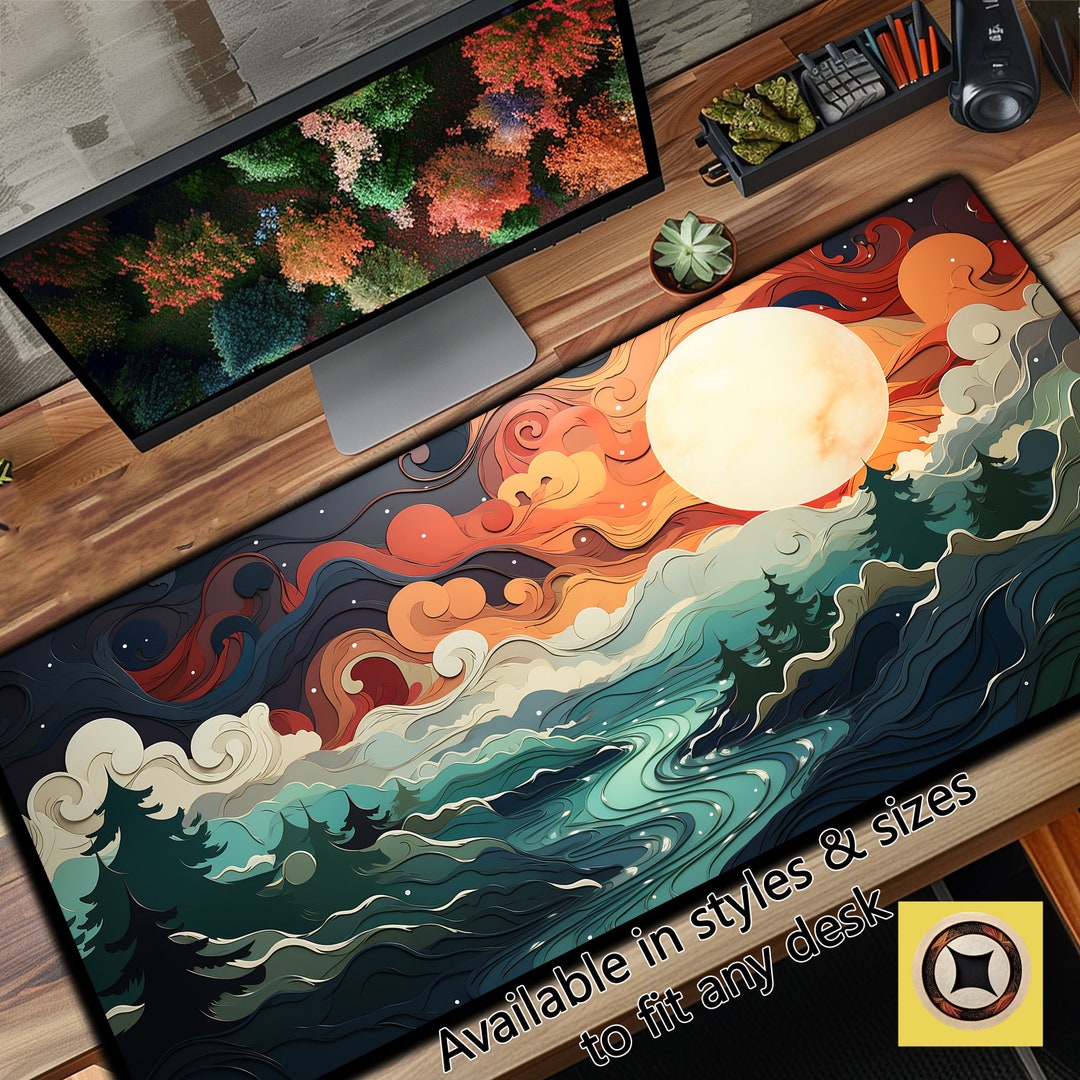 Mountain Whimsy Fantasy Full Moon Desk Mat - Etsy