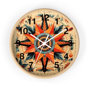 Startburst Wall Clock, Native American Style Art, Unique Wall Clock ...