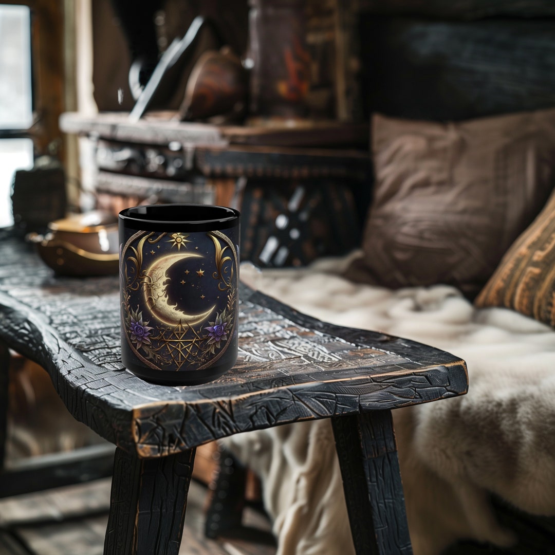 Gothic Moon Coffee Mug, 15oz, Gothic Coffee Mug, Moon Coffee Mug, Black ...