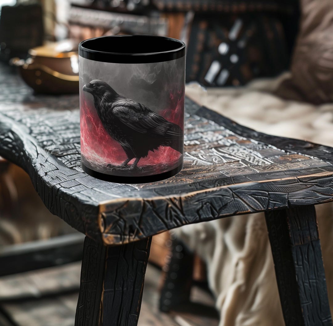 Electric Goth Raven Black Fantasy Mug - Goth Coffee Mug - Dark ...
