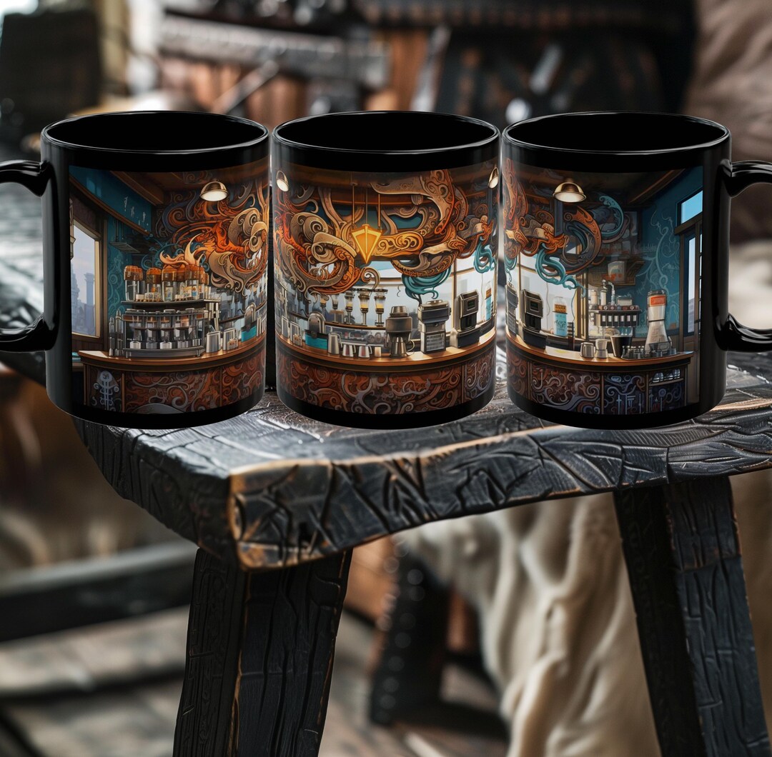 Coffee Shop Mug Featuring Unique Coffee Shop Art Print - Gift Mug for ...