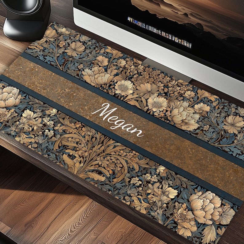 Dark Aesthetic William Morris Personalized Desk Mat Gift for Her ...