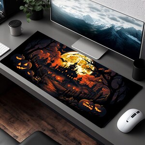 Mysterious Mansion Desk Mat, Spooky Mouse Pad, Halloween Desk Mat ...