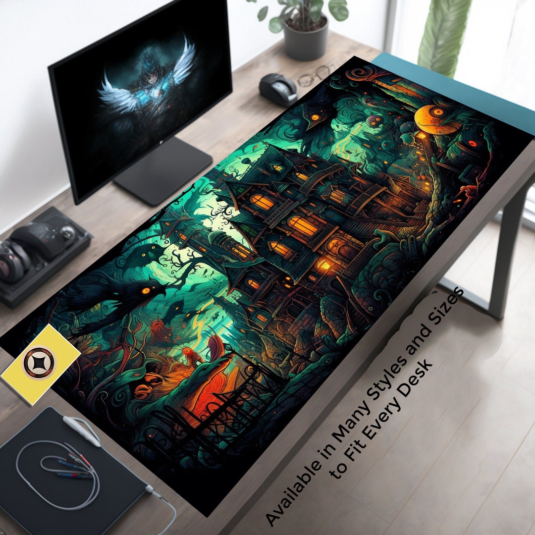 Macabre Scary Mansion Desk Mat, Edgar Allan Poe Inspired Desk Pad ...