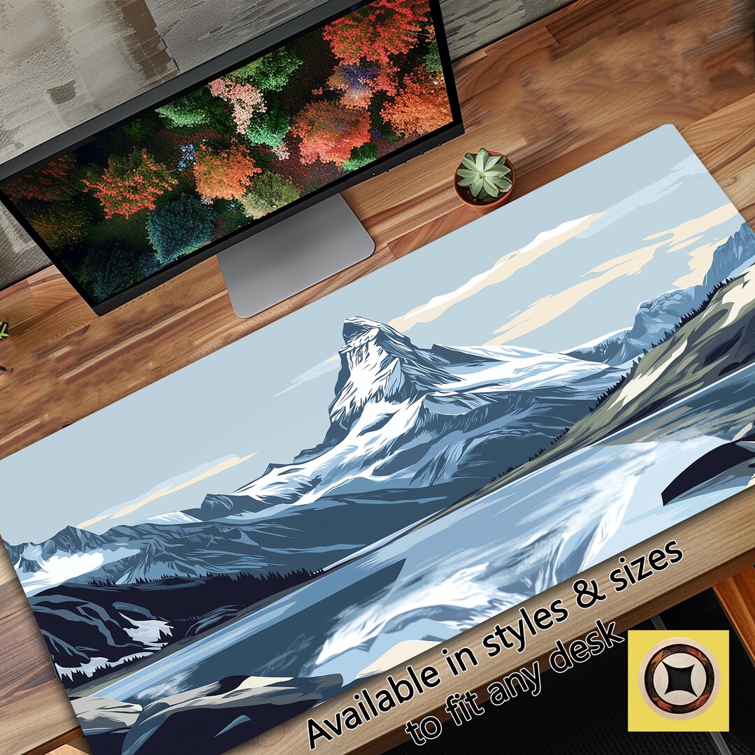 Swiss Alps Mountain Peak Desk Mat Mousepad - European Mountain Range ...