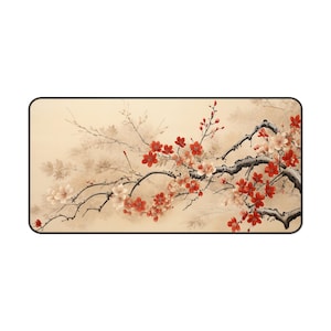Beige Desk Mat, Japan Mouse Pad, Sakura Mousepad, Japanese Desk Pad ...