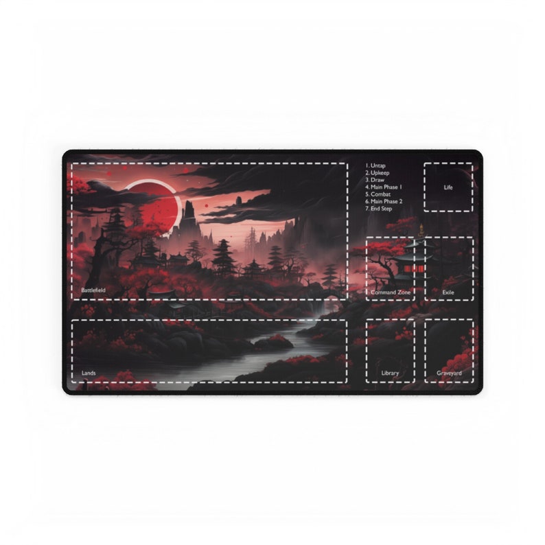 Japanese Red and Black - 24x14" Custom Play Mat, Fantasy TCG Playmat ...