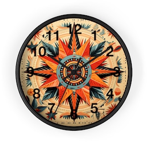 Startburst Wall Clock, Native American Style Art, Unique Wall Clock ...