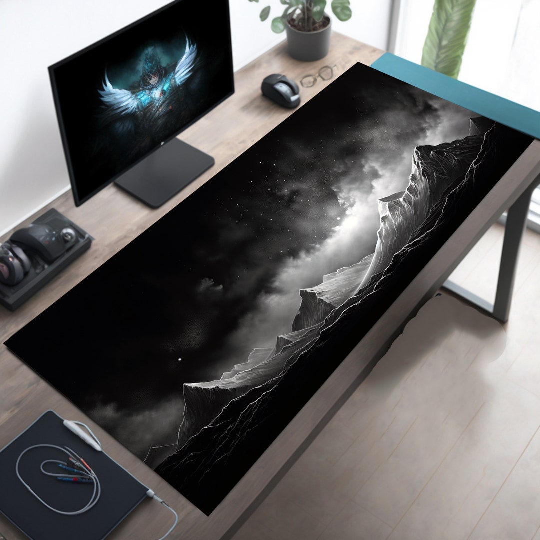 Black Desk Mat, Mountain Desk Mat, Aesthetic Desk Mat, Cute Desk Decor ...