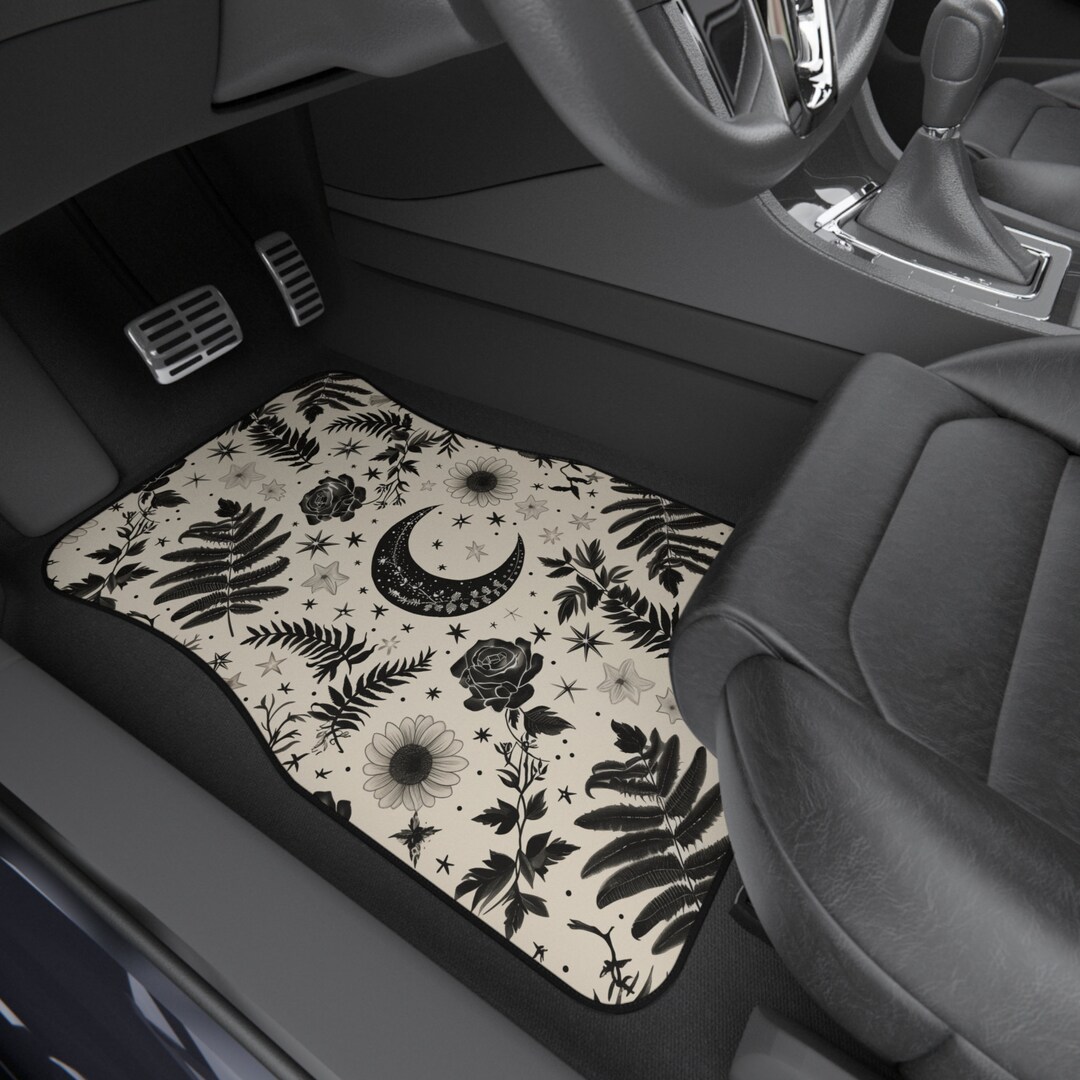 Goth Moon, Rose and Fern Car Mats, Goth Car Accessory, Goth Floor Mats ...