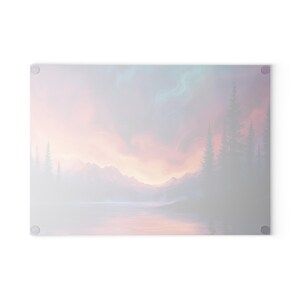 Ethereal Dusk - Mountain Lake Artisan Aurora Cutting Board - Cute Glass ...
