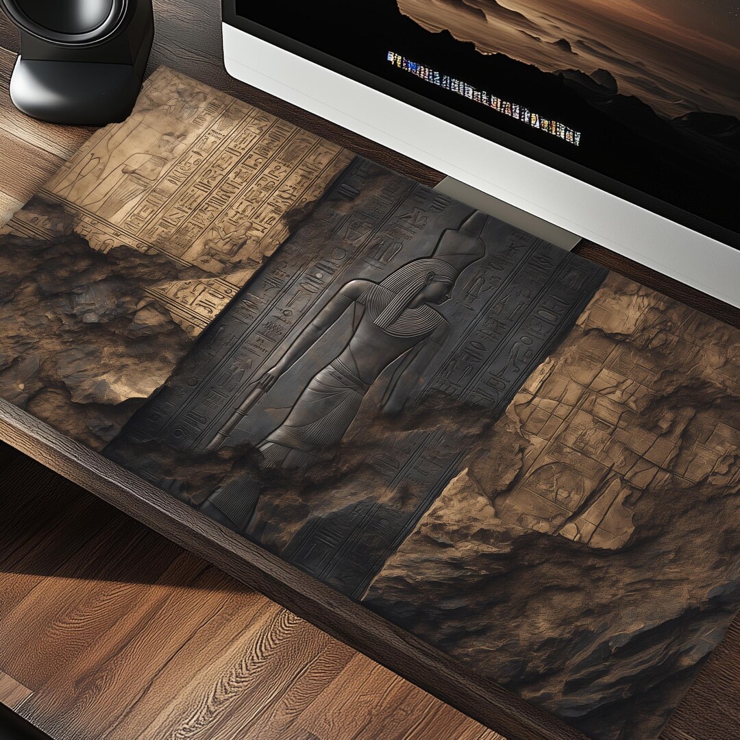 Fantasy Egyptian Wall Relief Desk Mat Mousepad - Ancient Egypt Playmat ...