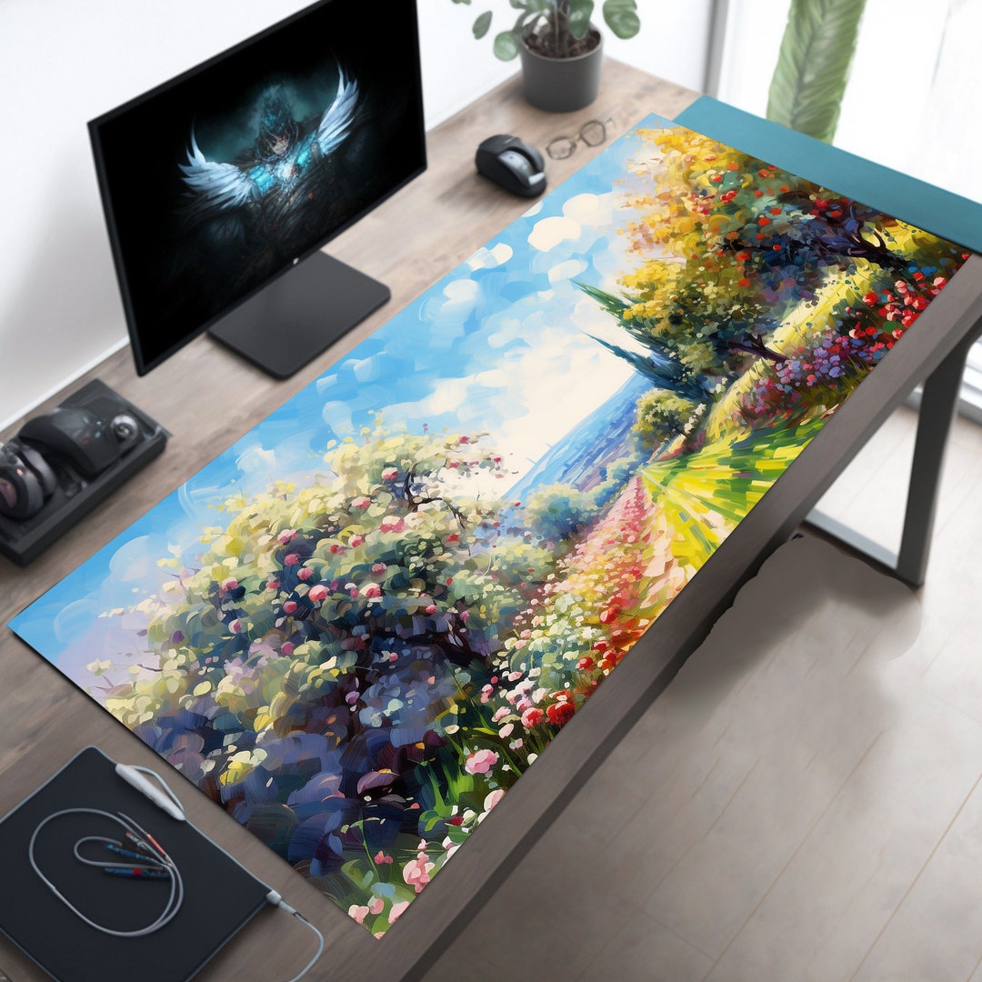 Art Desk Mat, Monet-inspired Apple Orchard Large Mouse Pad, Gaming ...