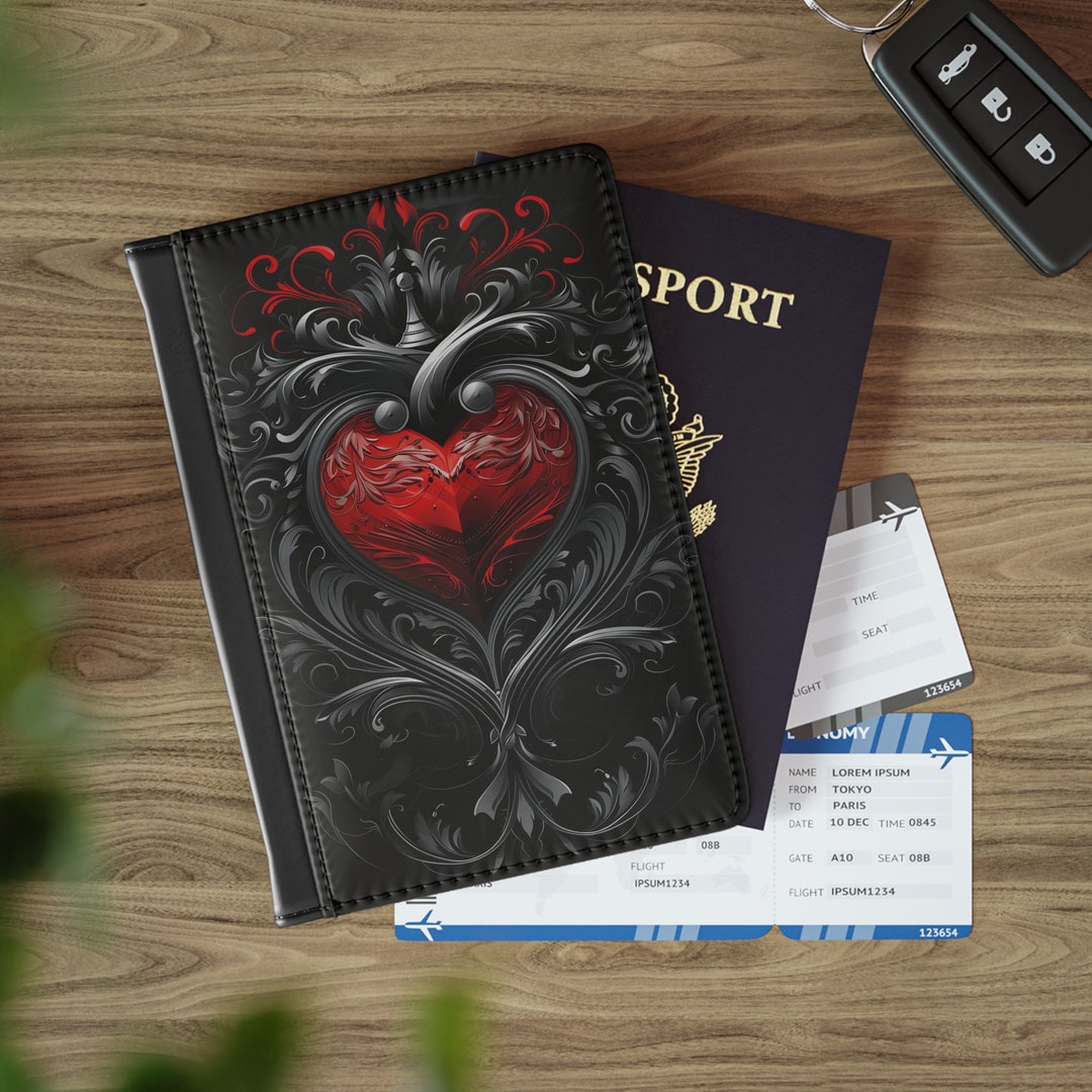 Goth Passport Cover, Gothic Heart Passport Wallet, Passport Holder ...