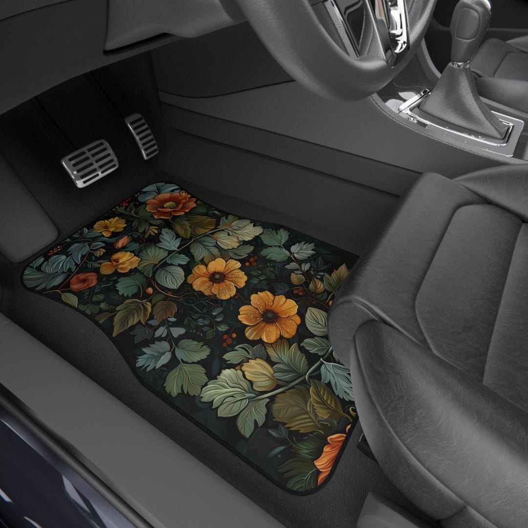 Old World Style Cottagecore Floral Car Mats Set | Vintage Botanical ...