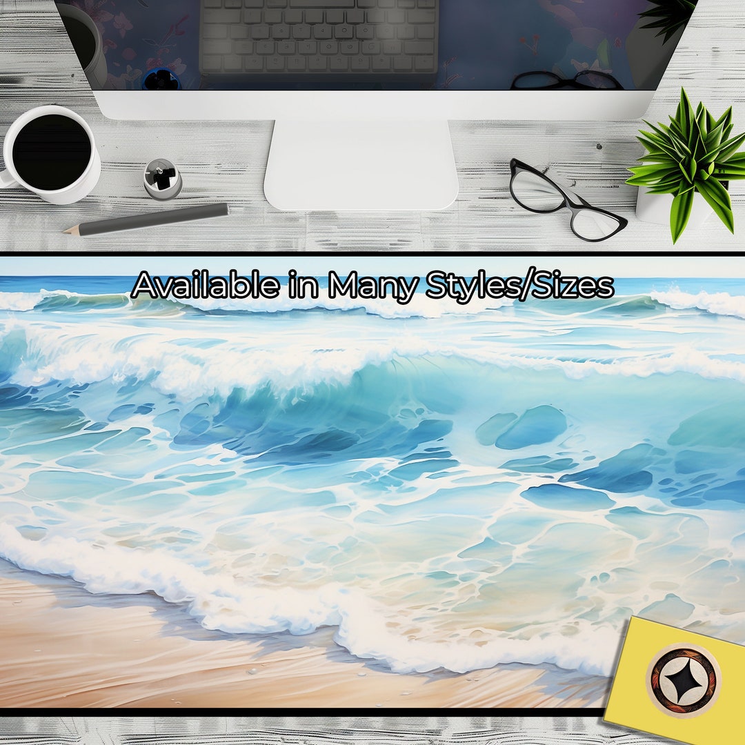 Beach Office Decor, Ocean Desk Mat, Beach Mousepad, Turquoise Blue ...