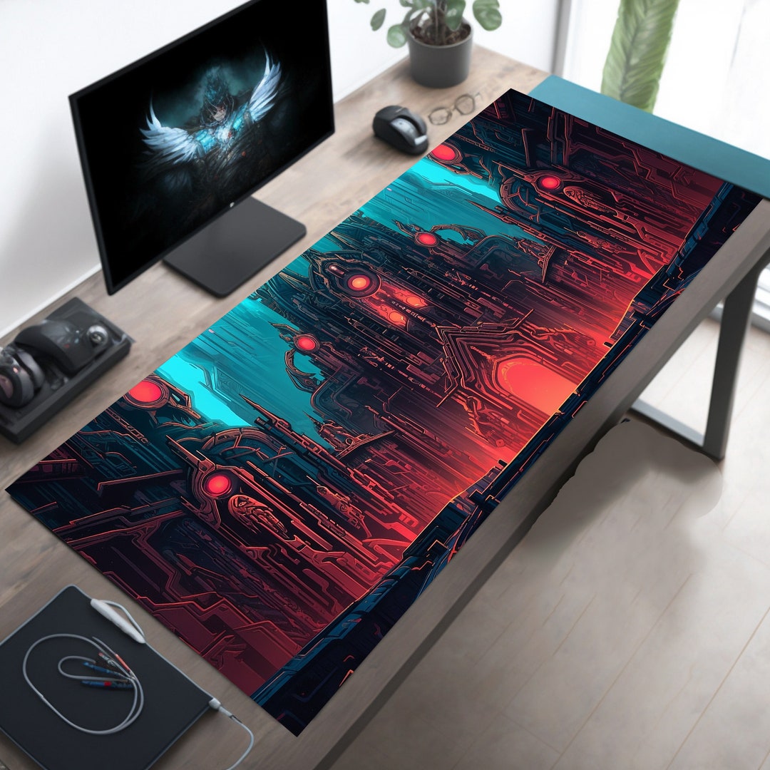 Dark Fantasy Cyberpunk City Desk Mat, Cyberpunk Mousepad, Dark Fantasy ...