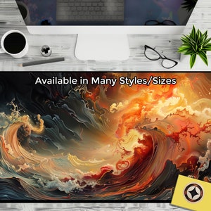 Tidal Wave Art, Ocean Desk Cover, Nautical Desk Blotter, Beachy ...