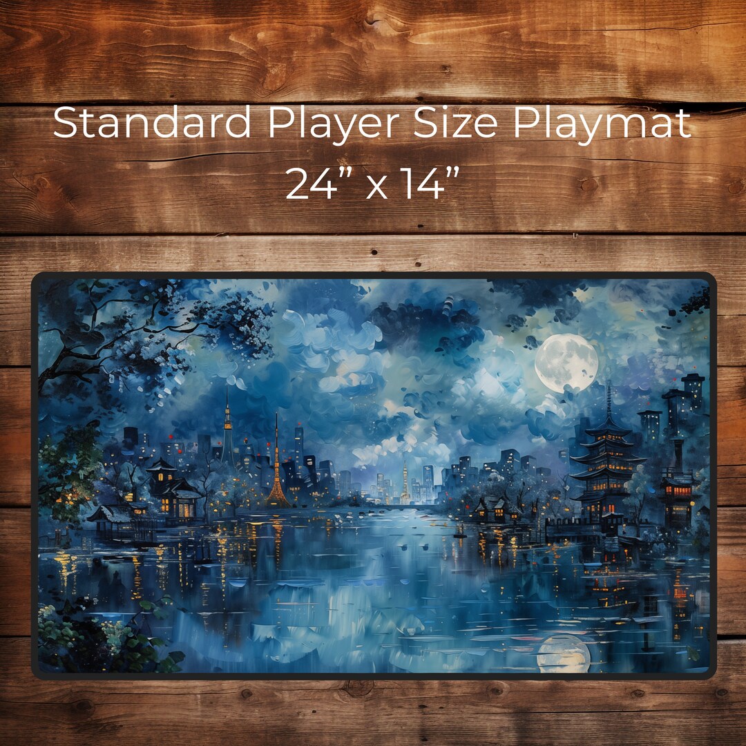 Moonlit Echoes of Kyoria - Custom Playmat for Table Top Gamers - Card ...