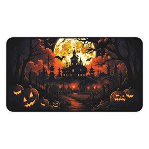 Mysterious Mansion Desk Mat, Spooky Mouse Pad, Halloween Desk Mat ...