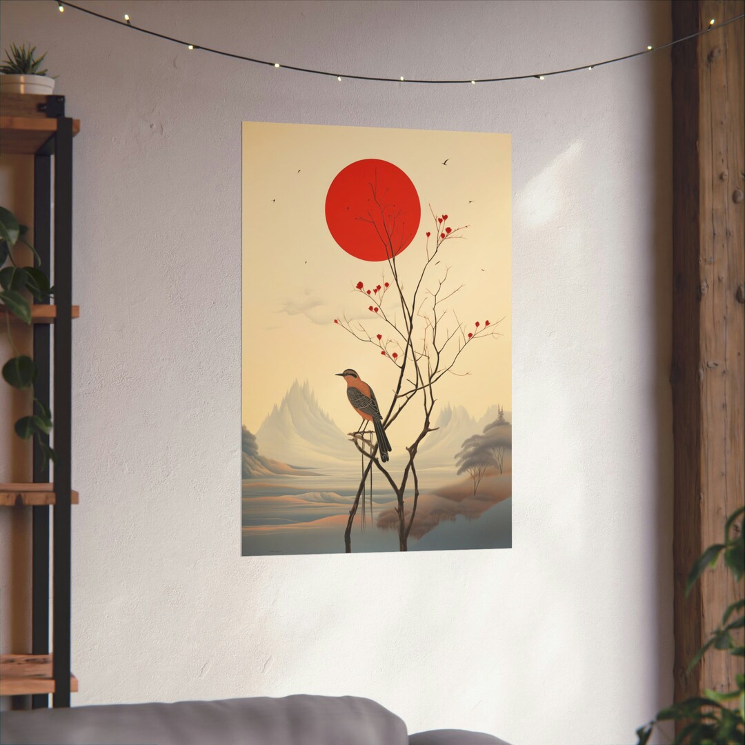 Boho Mountain Songbird Poster Bird Art Wall Decor Boho Wall - Etsy