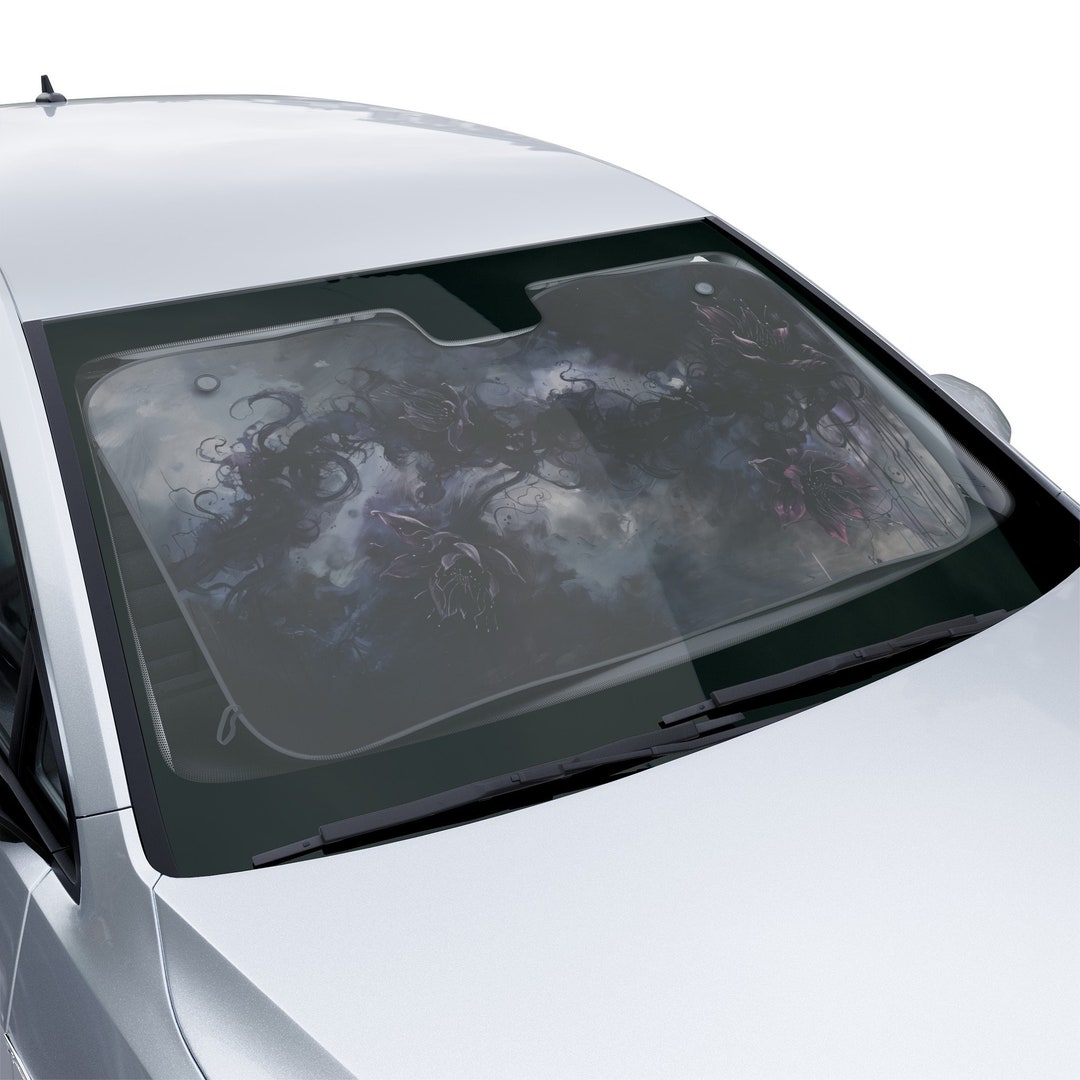 Violet Gothic Spider Lily Car Sun Shade, Gothic Car Accessory, Purple ...