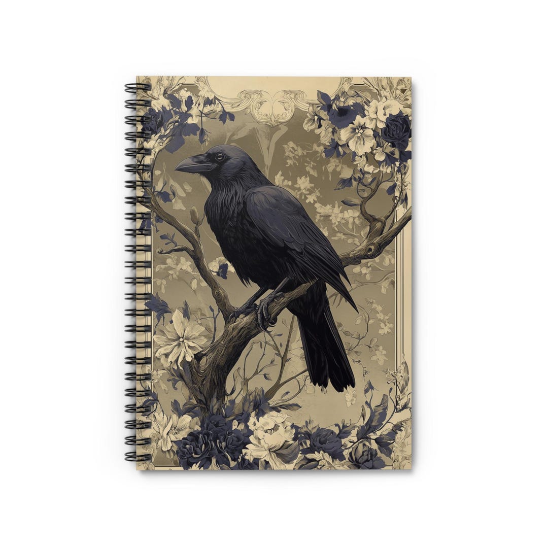 Vintage Style Raven Art Personal Journal or Diary - Spiral Bound ...