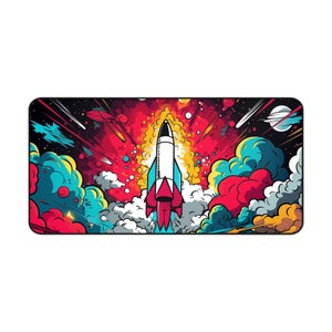 Colorful Rocketship Pop Art Desk Decor, Rocket Launch Office Mat ...