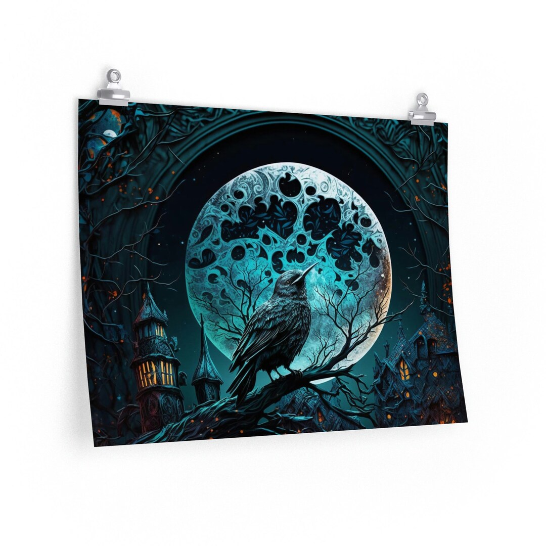 Gothic Raven Poster - Matte Poster - Horizontal Poster - Goth Wall ...