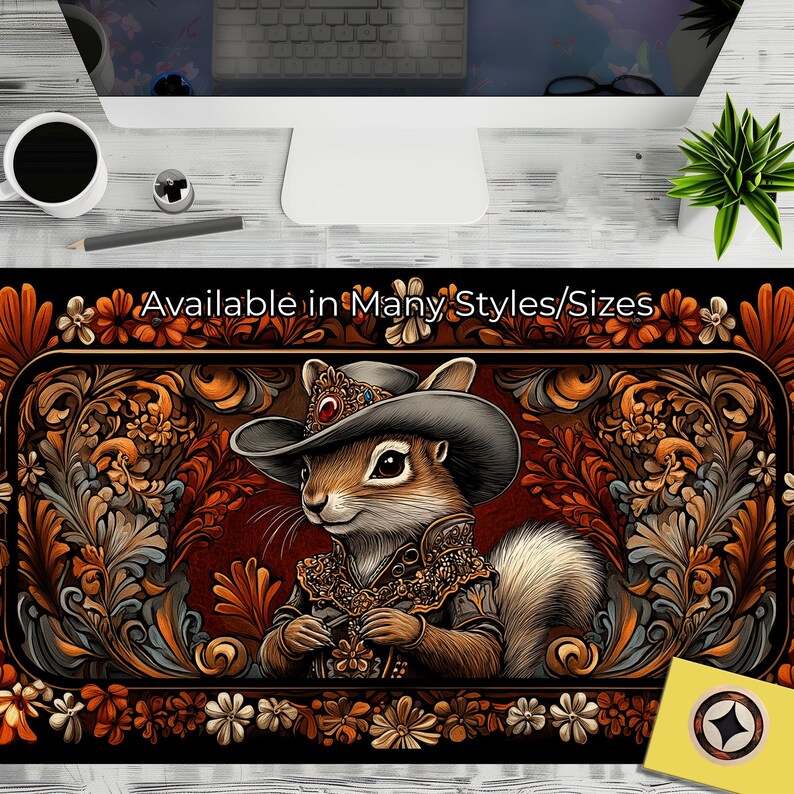 Squirrel Majesty in Floral Attire - Fantasy Squirrel Playmat TCG Gaming ...