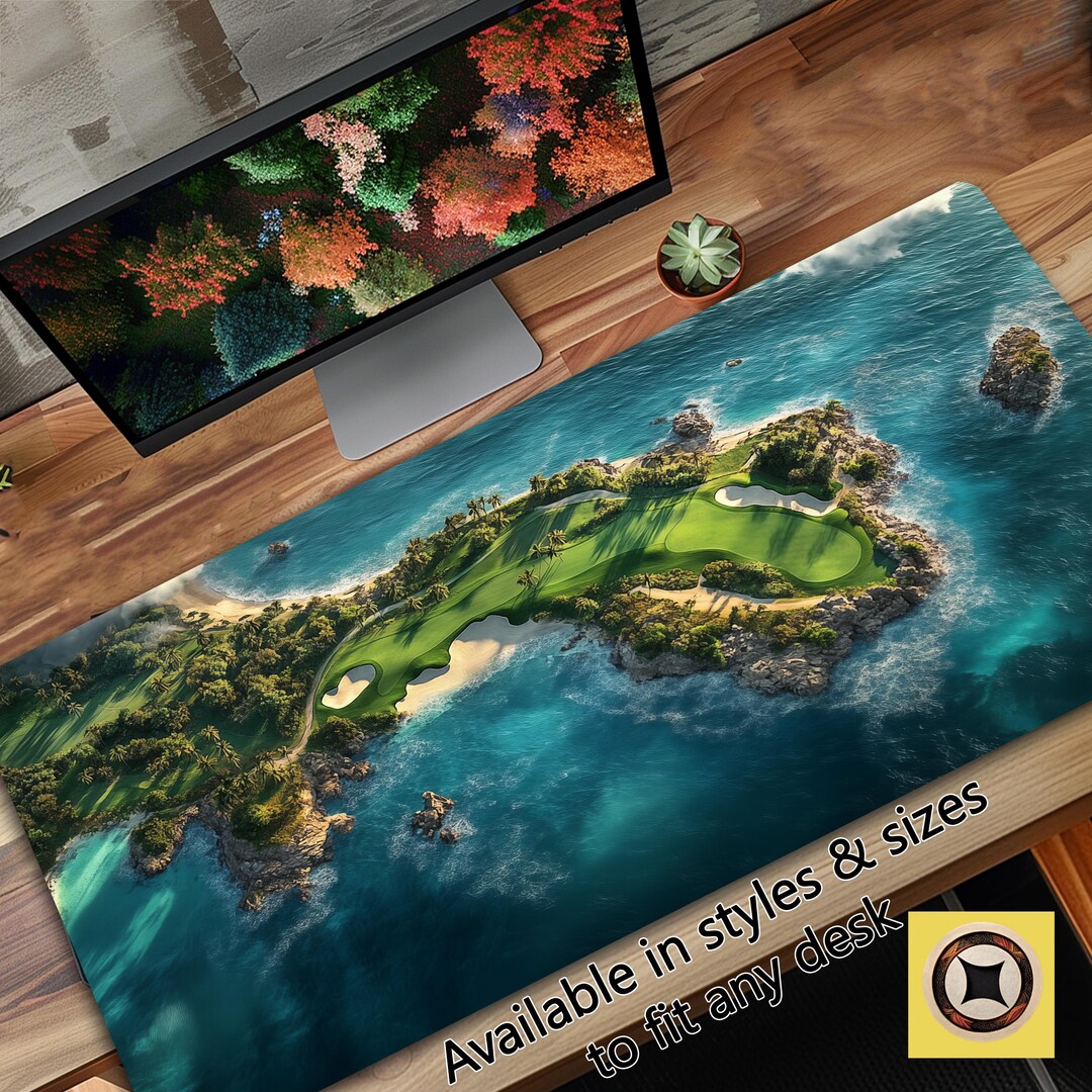 Fantasy Seaside Golf Course Desk Mat - Golf Lovers Desk Decor - Golf ...
