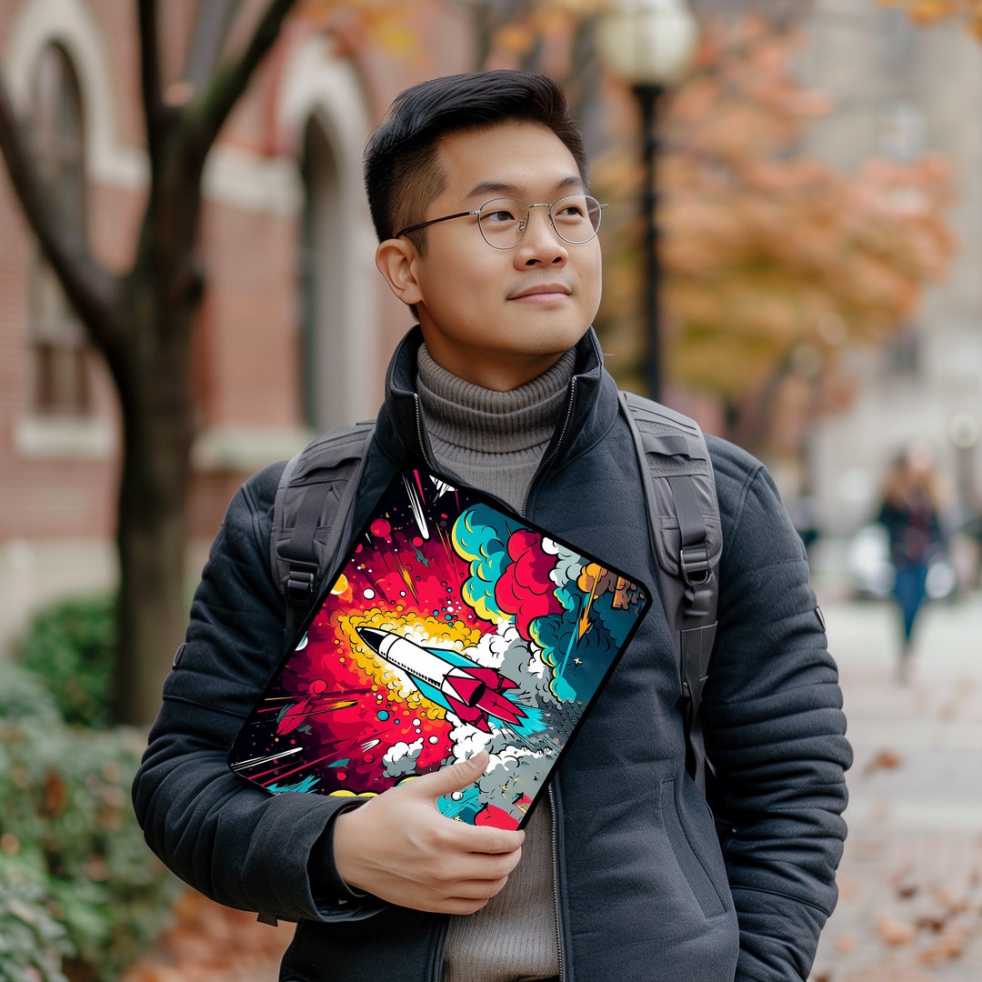 Colorful Rocket Ship Pop Art Laptop Sleeve, Tablet Tote Bag, Notebook ...