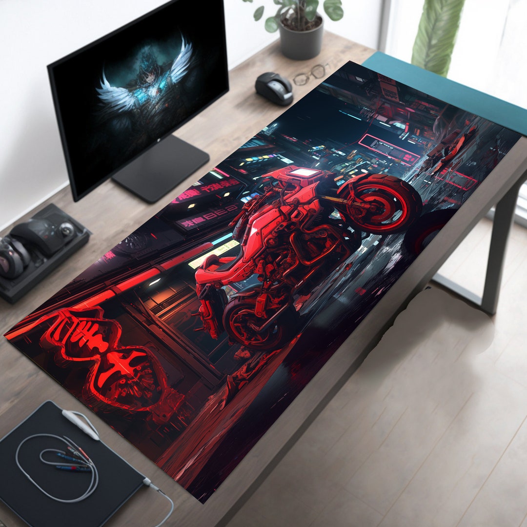 Cyberpunk Gaming Desk Mat, Cyberpunk Motorcycle Mousepad, Cyberpunk ...