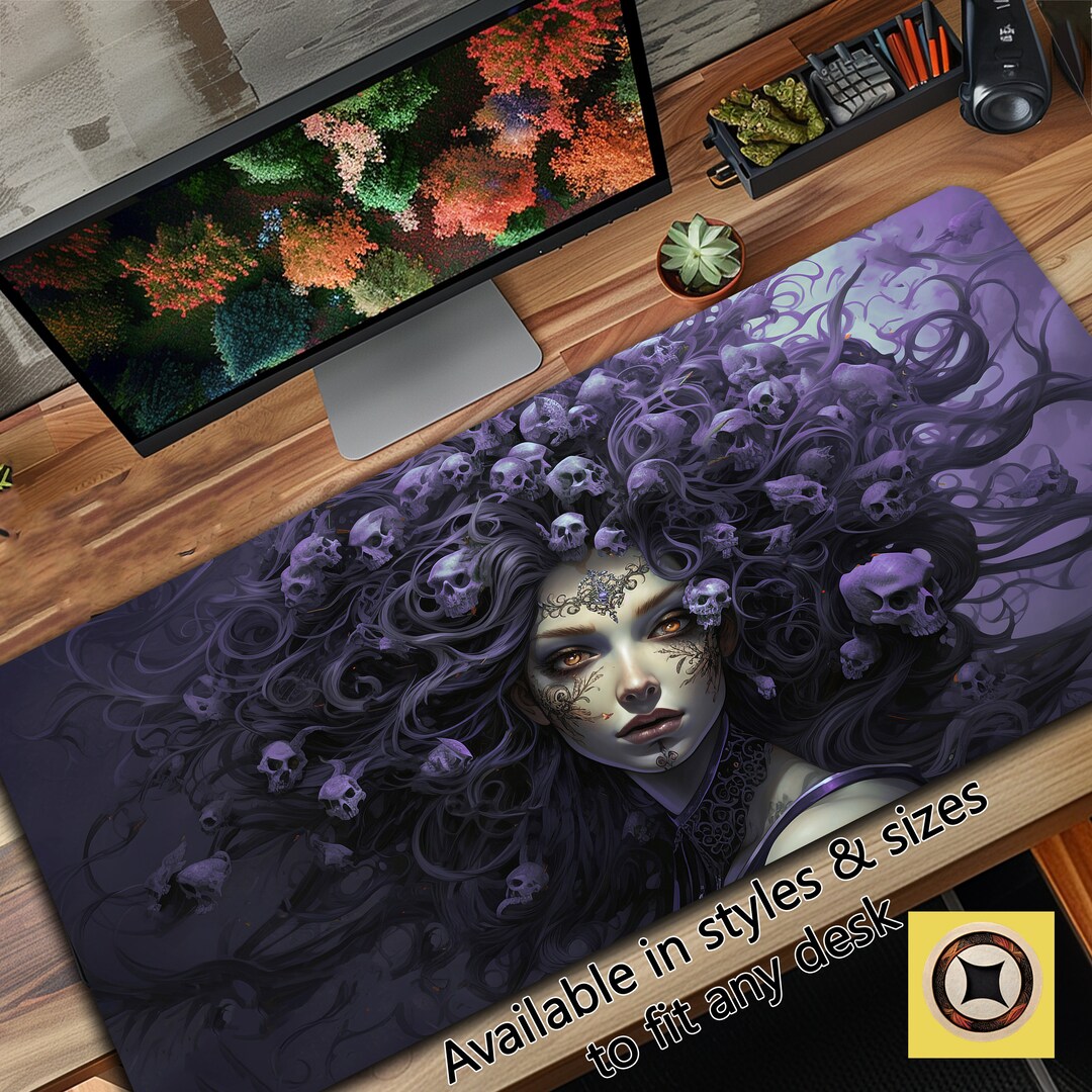 Purple Medusa Fantasy Art Gaming Desk Mat Mousepad XL, Oversized Desk ...