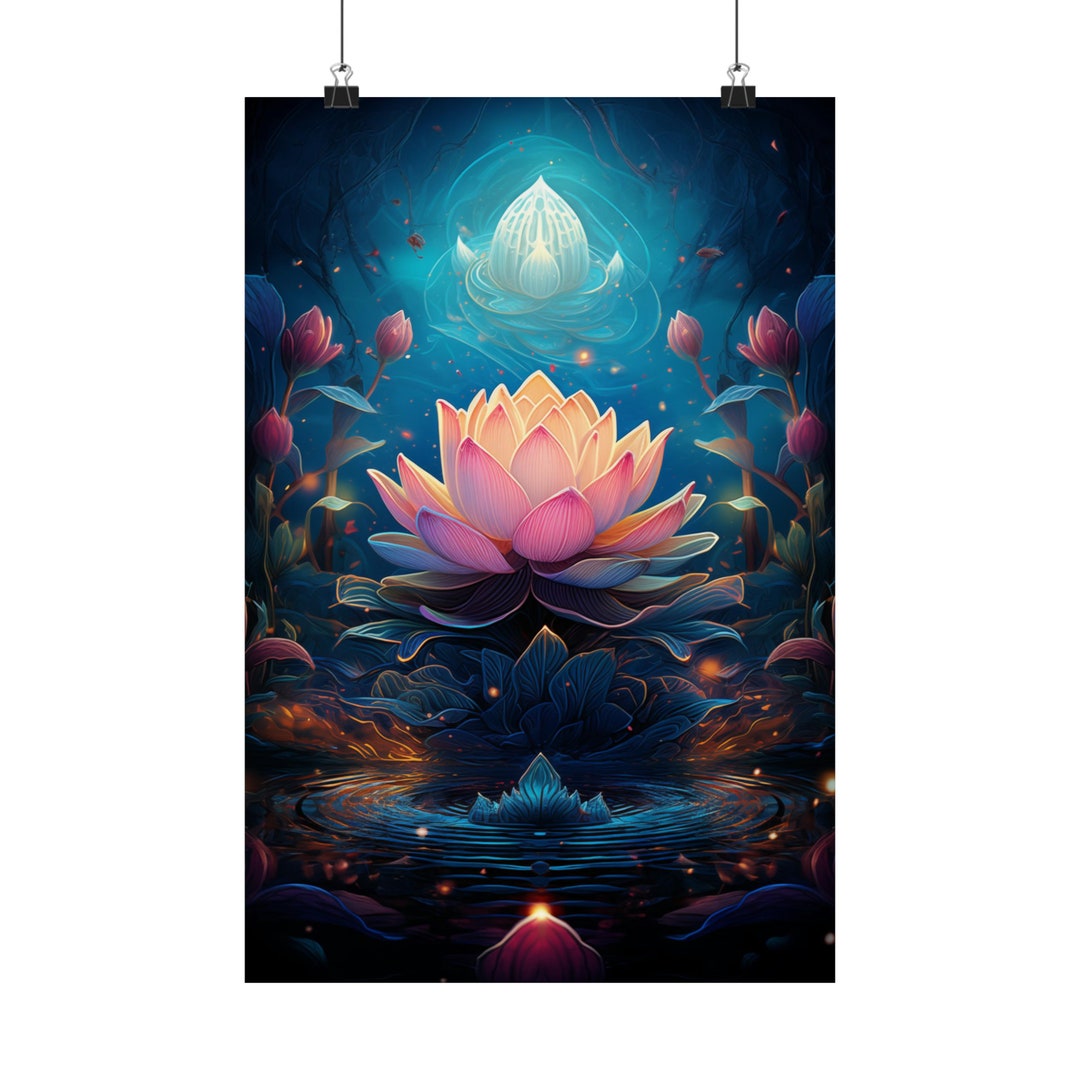 Enchanted Japanese Lotus Flower Art Poster, Japanese Wall Art, Lotus ...