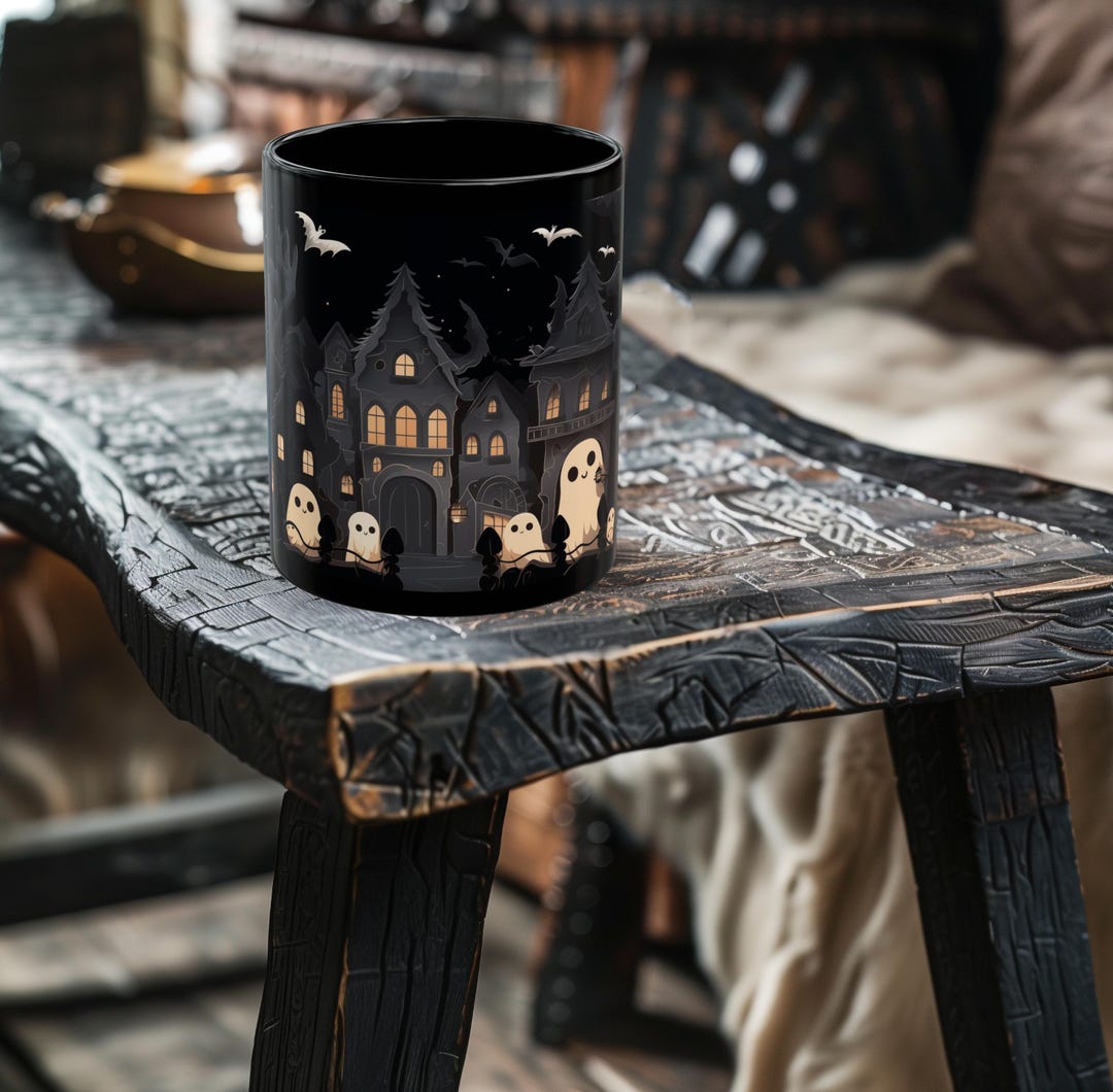 Kawaii Goth Ghosts Coffee Mug - Halloween Mug - Spooky Mug - Ghost Mug ...