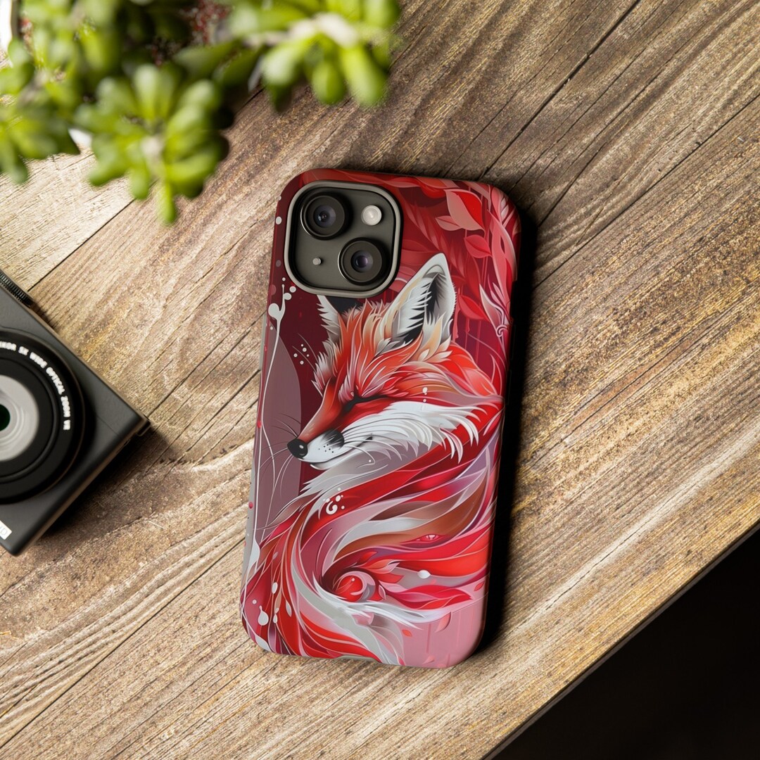Artisan Red Fox Phone Case, Japanese Fox Tough Case for iPhone Models ...