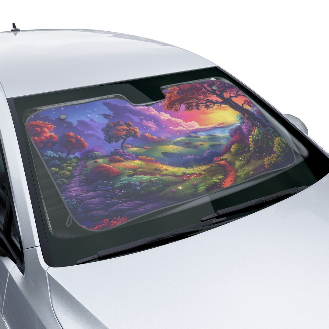 Colorful Anime Sunrise Pathway Car Windshield Shade - Windshield Banner ...